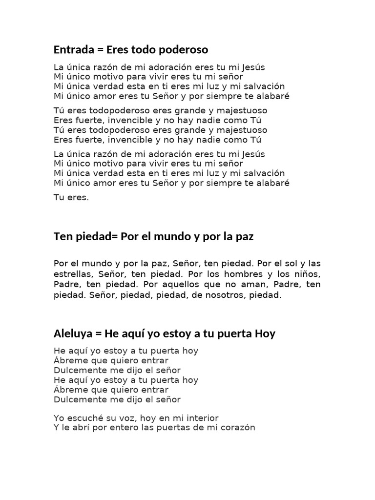 Cantos Misa | PDF | Cristo (título) | Creencia religiosa y doctrina