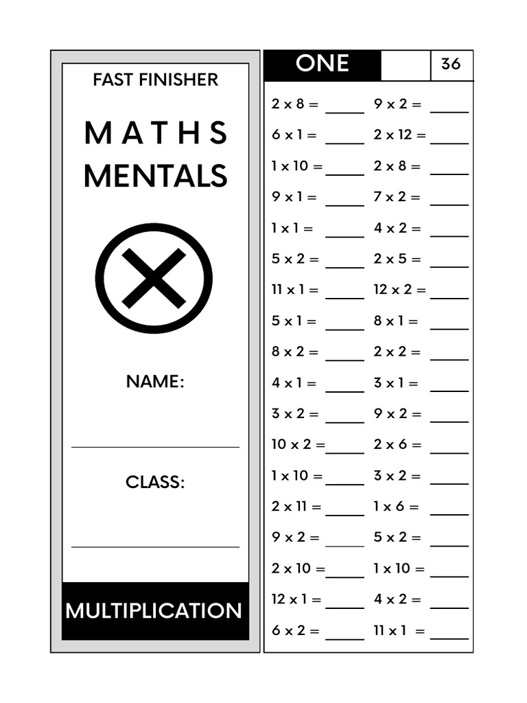 Math Mentals Multiplication Booklet | PDF