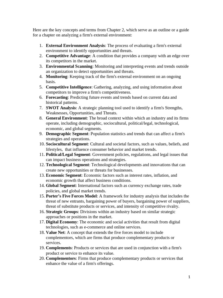 Key Concepts in External Environment Analysis | PDF | Economies | Business