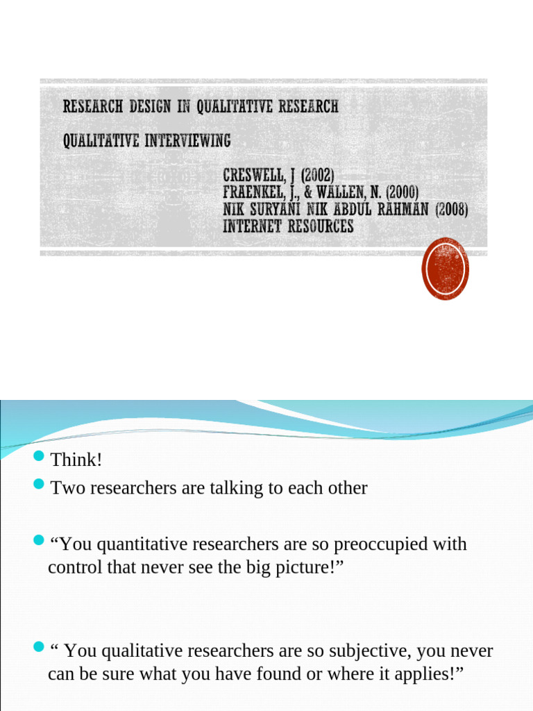 3.PART ONE Qualitative Design Sampling | PDF | Qualitative Research | Sampling (Statistics)