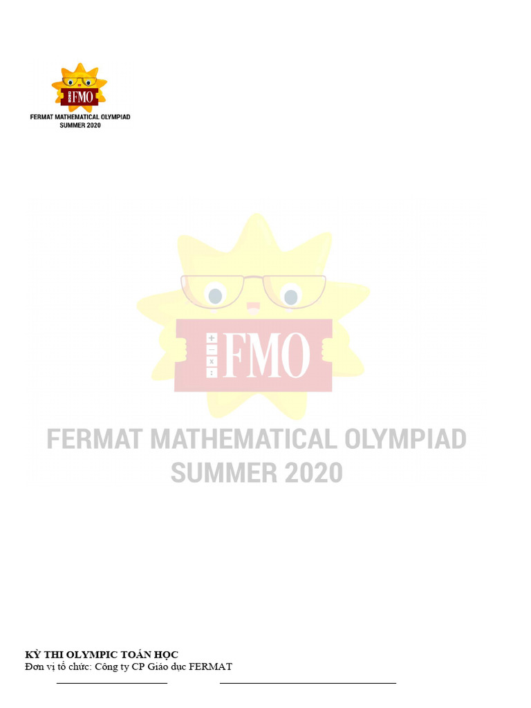 Đề mẫu FMO Khối 6 | PDF | Mathematics