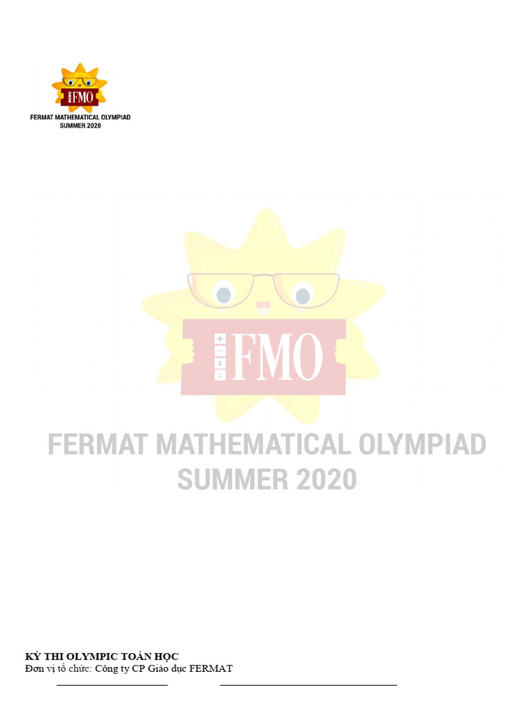 Đề mẫu FMO Khối 8 | PDF | Numbers | Discrete Mathematics