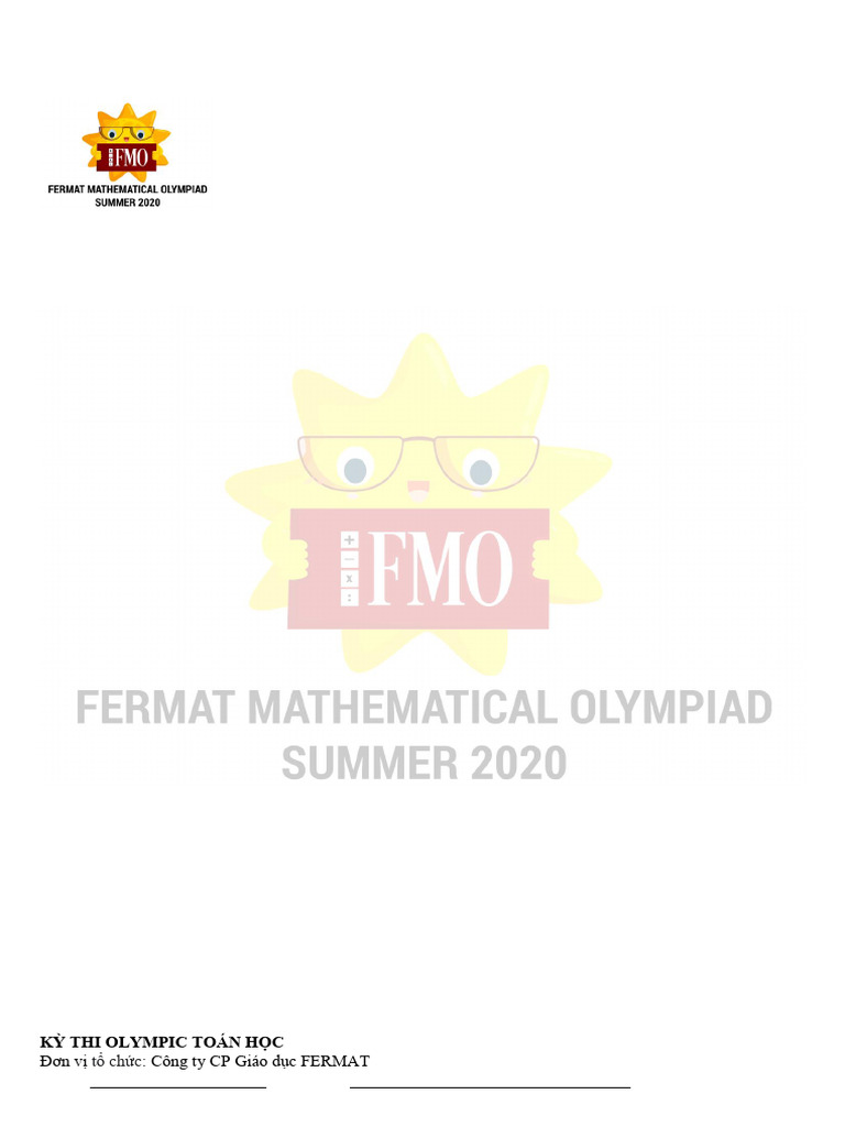 Đề mẫu FMO Khối 5 | PDF | Mathematics