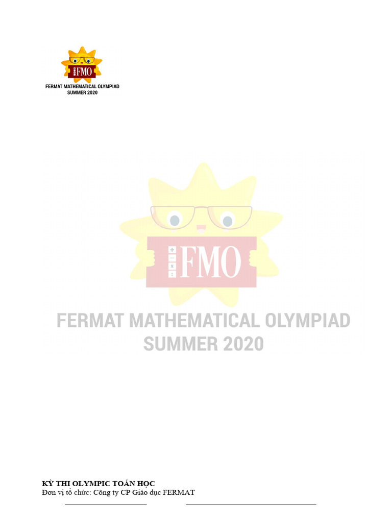 Đề mẫu FMO Khối 7 | PDF | Prime Number | Mathematics