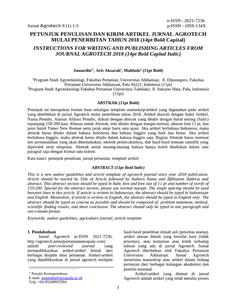 Template Jurnal Agrotech | PDF
