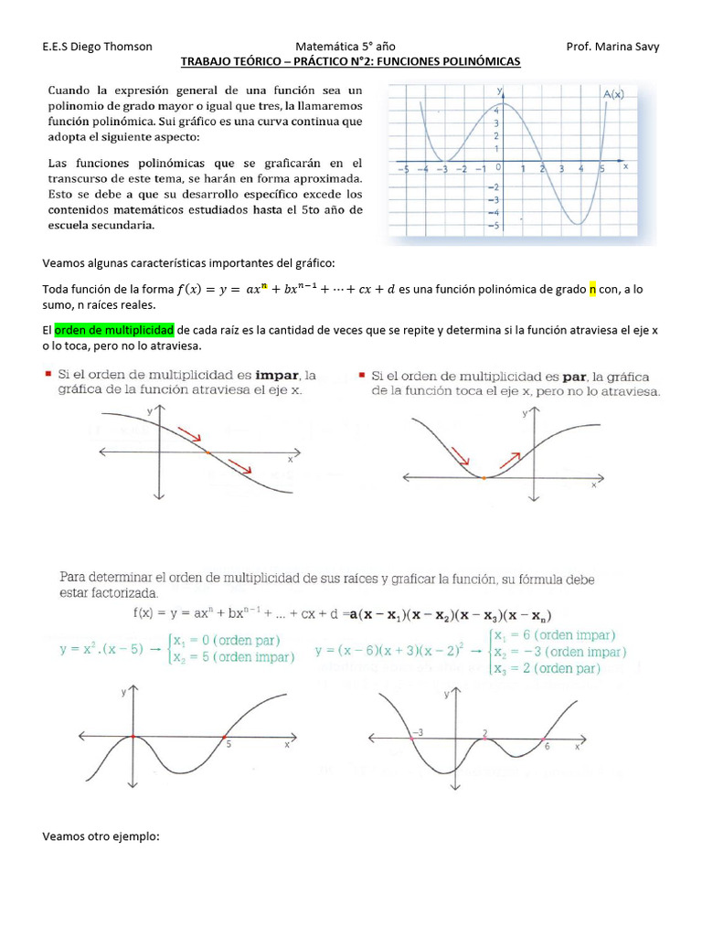 TP N - 2 - Funci-N Polin-Mica | PDF | Función (Matemáticas) | Cero de una función