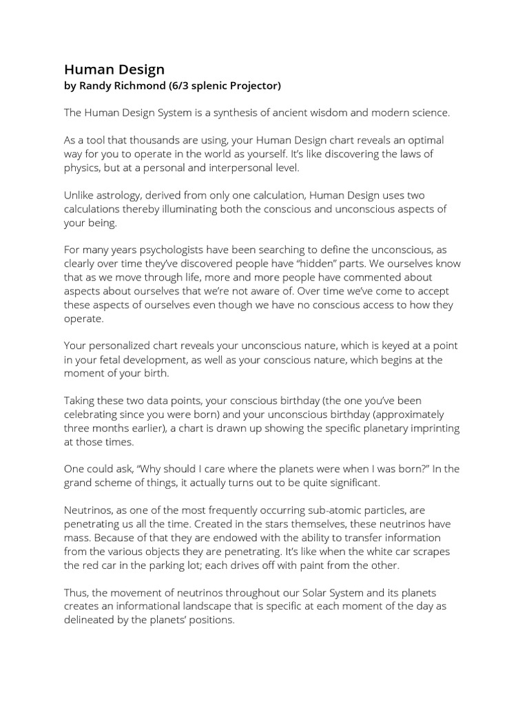 Human Design by Randy Richmond | PDF | Planets | Psychology