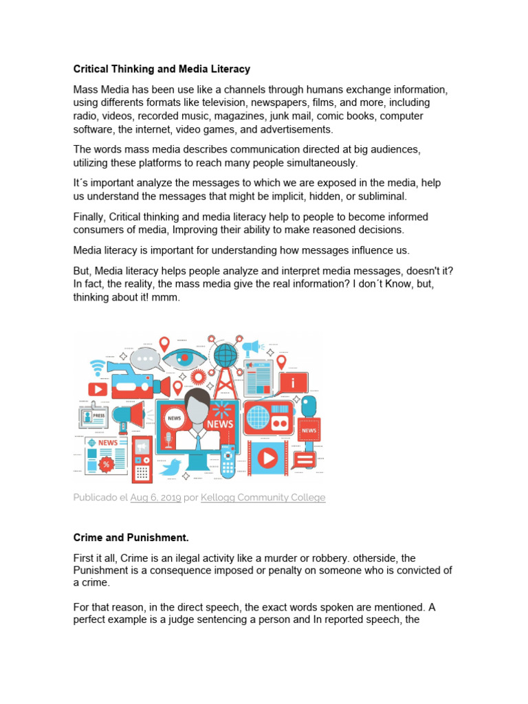 BLOG Critical Thinking and Media Literacy | PDF