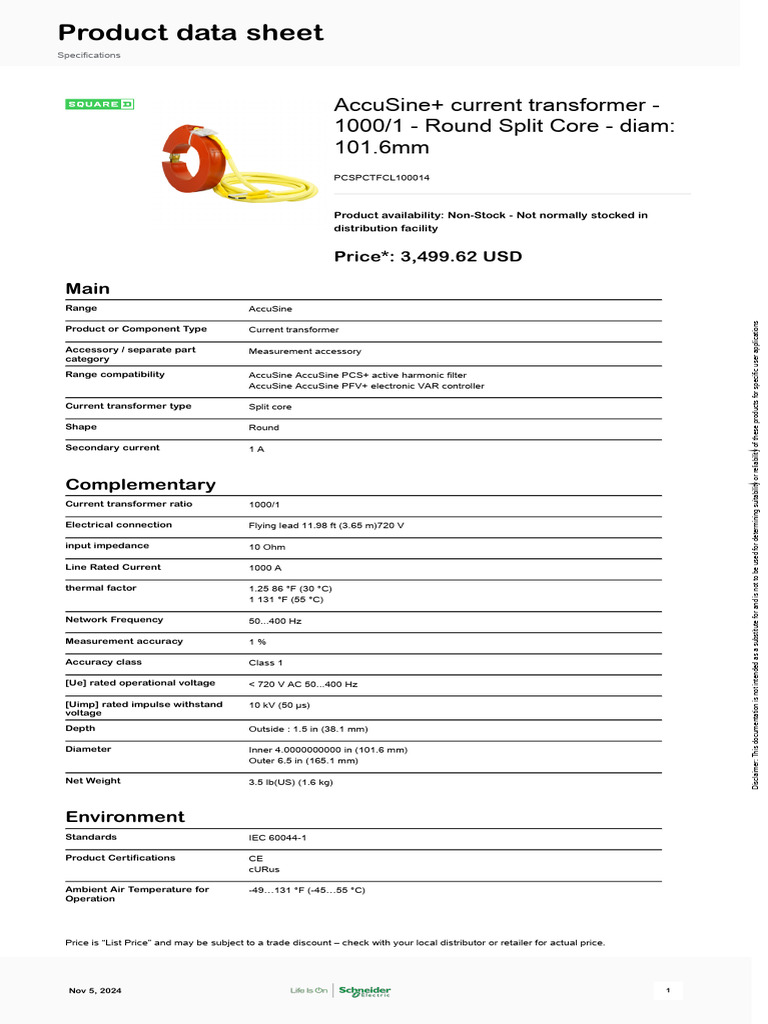 Schneider Electric - PowerLogic-AccuSine-PFV+ - PCSPCTFCL100014 | PDF ...