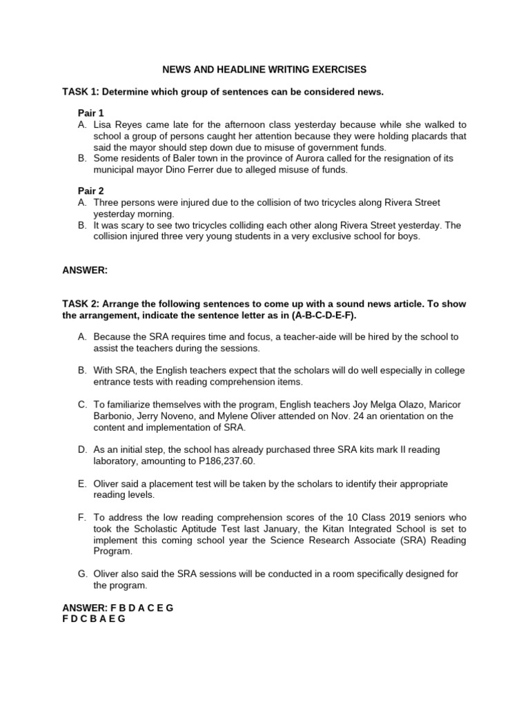 TASKs news writing | PDF | Human Communication | Cognition