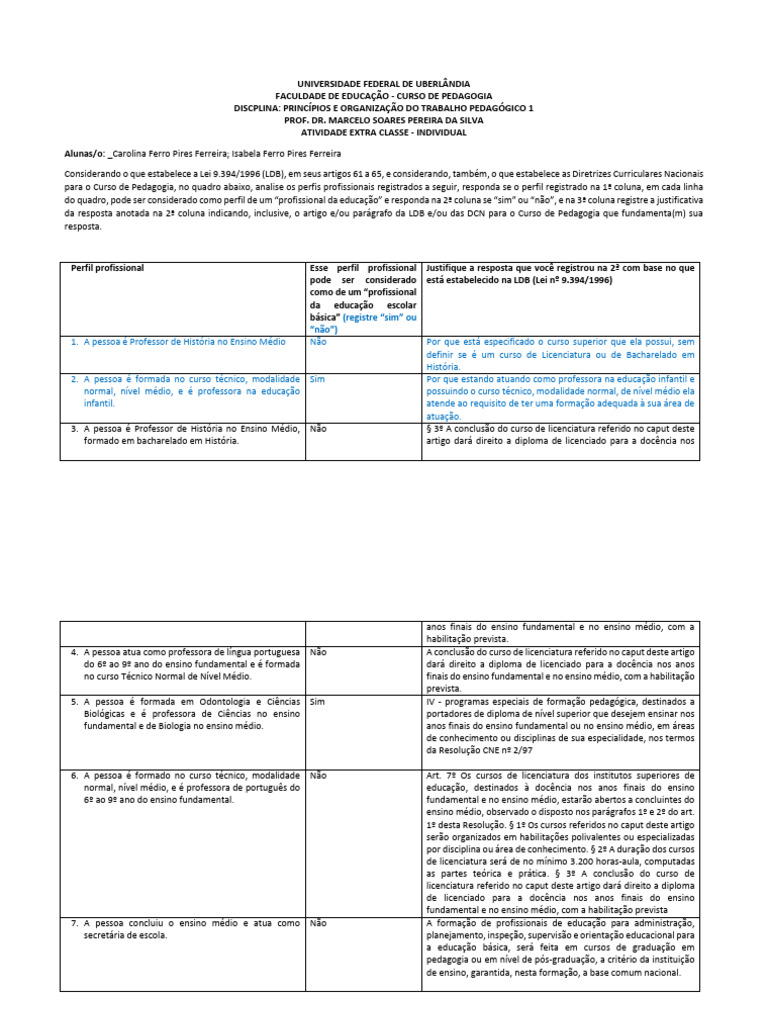 Análise de Perfis Profissionais na Educação | PDF | Pedagogia | Pré-escola