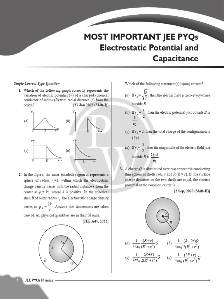 02 - Electrostatic Potential and Capacitance | PDF | Capacitance | Sphere