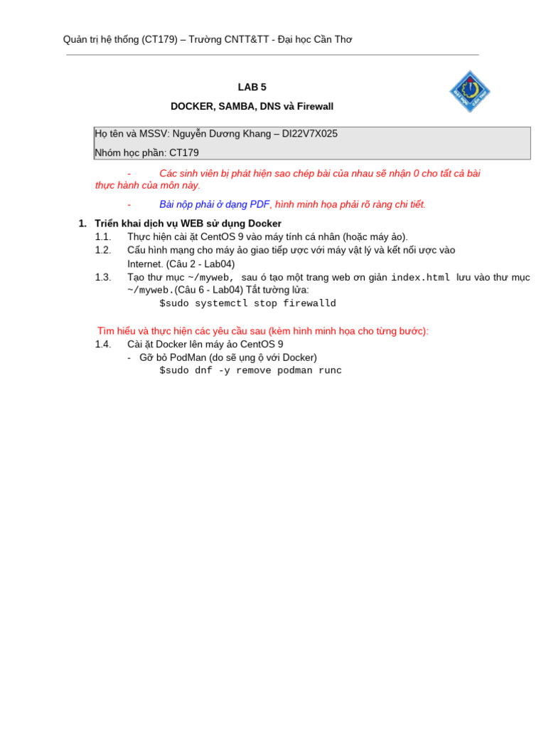 ct179 QTHT Lab5 2023 2024 | PDF