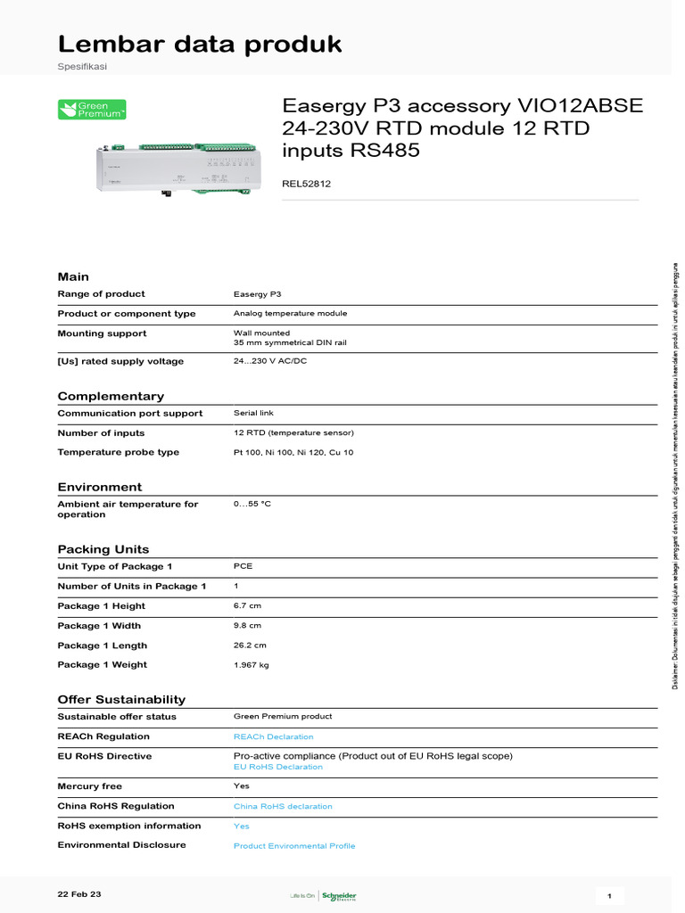 Easergy P3 RTD Module Specifications | PDF | Science & Mathematics ...