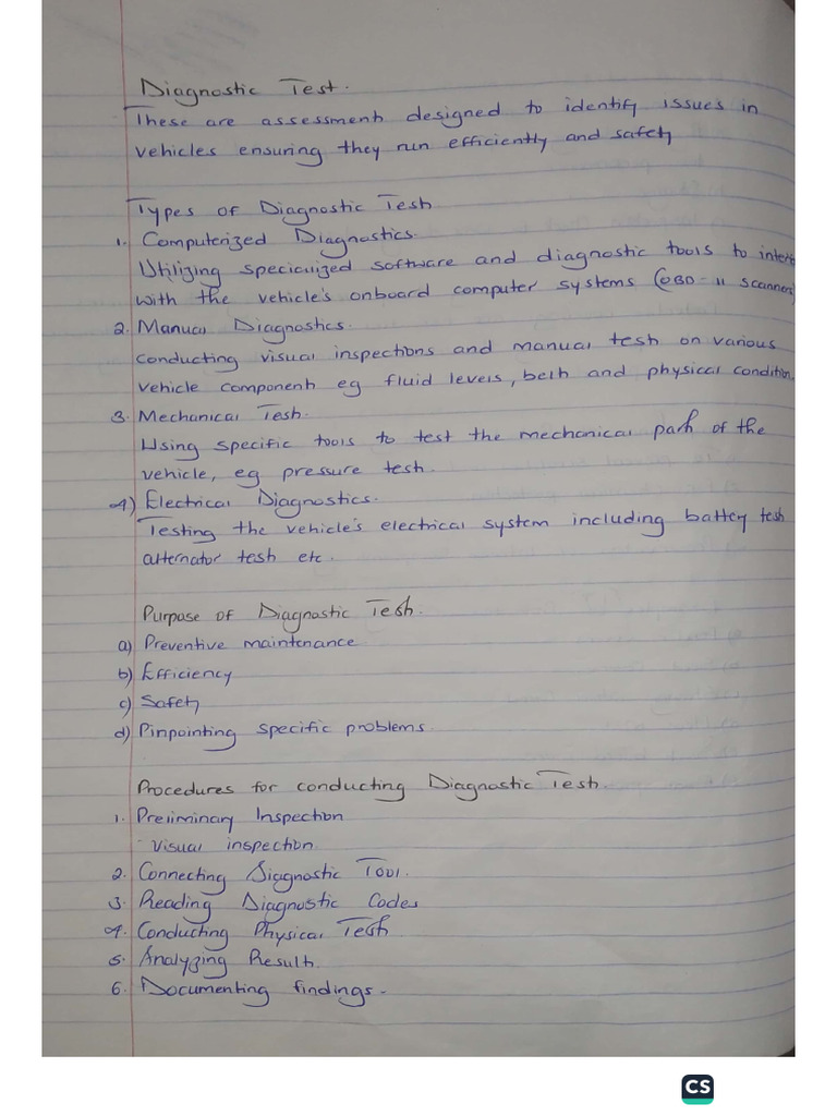 Diagnostics Notes For AET5 2401 | PDF
