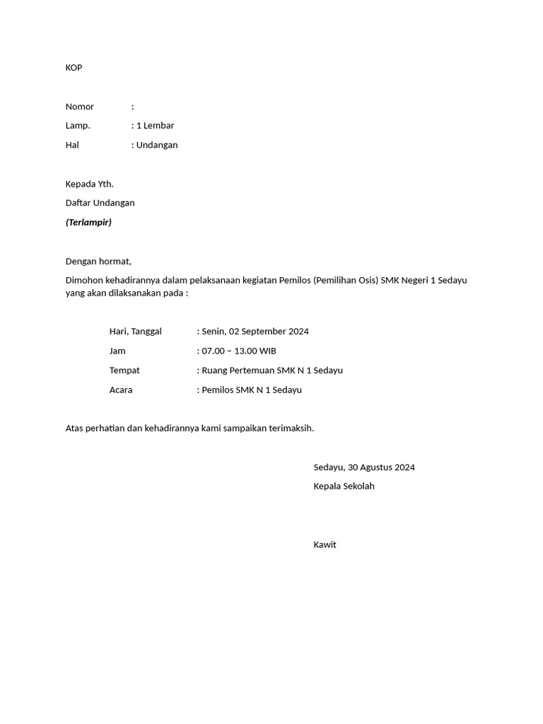 Undangan Pemilos | PDF