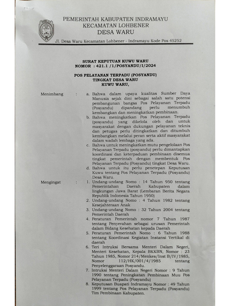 SK Posyandu Waru | PDF