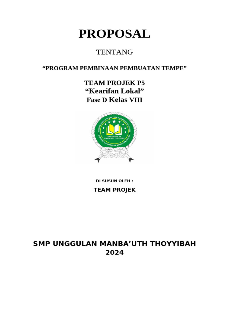 Proposal Program Pembuatan Tempe | PDF | Kesehatan Holistik | Teknologi & Rekayasa