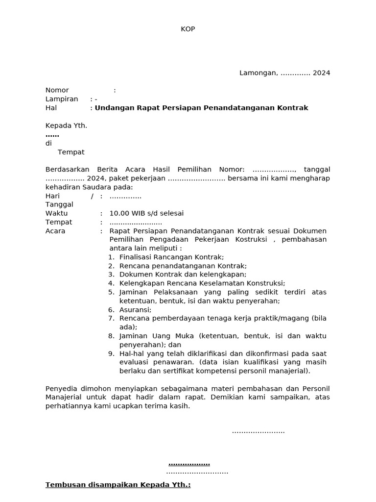 Undangan Rapat PPTK | PDF