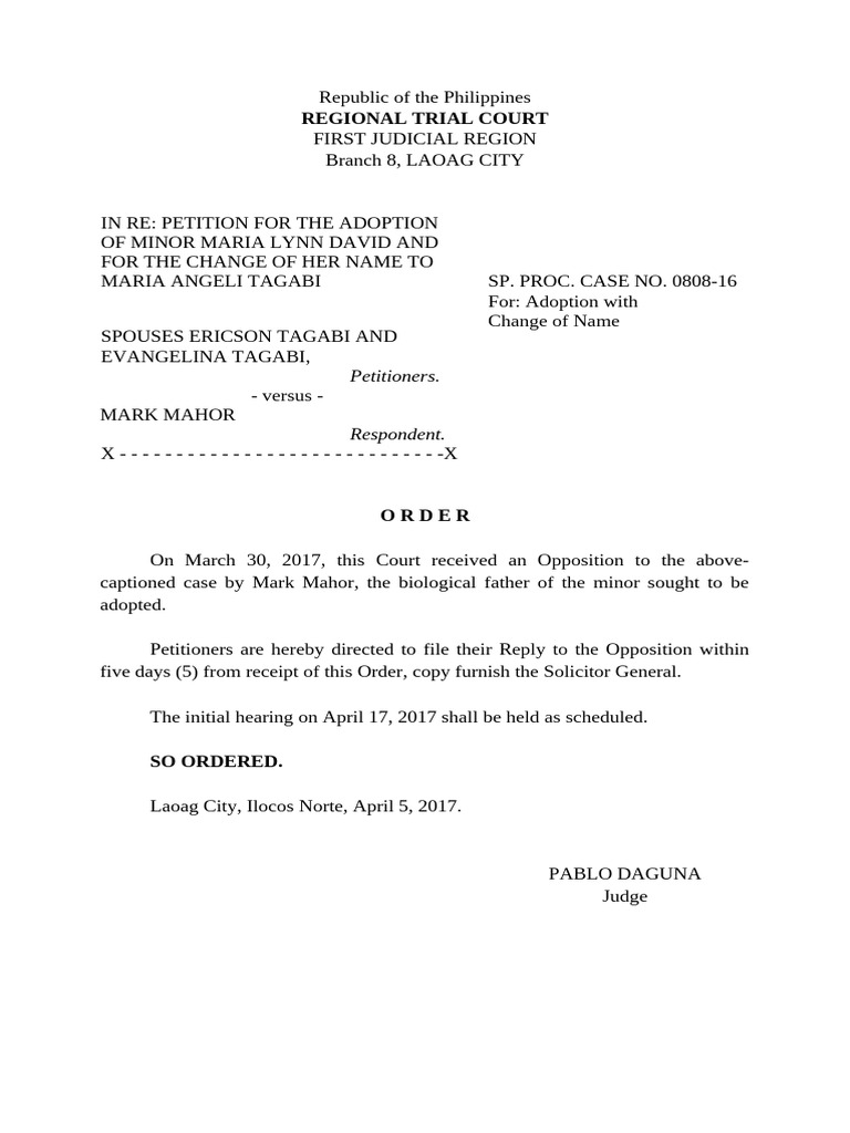 Adoption Petition for Maria Lynn David | PDF