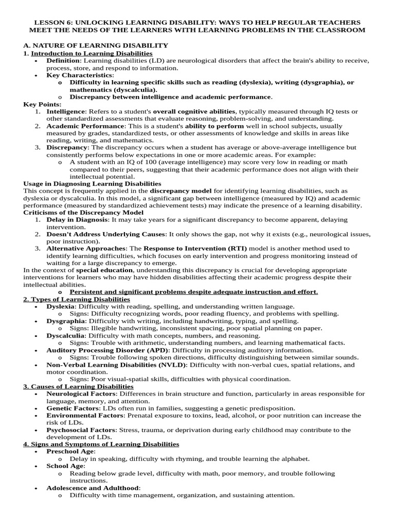 Supporting Teachers with LD Students | PDF | Learning Disability | Memory