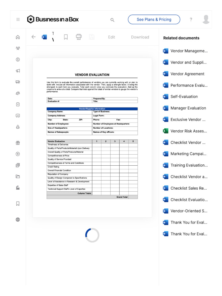 Vendor Evaluation - Business-in-a-Box | PDF