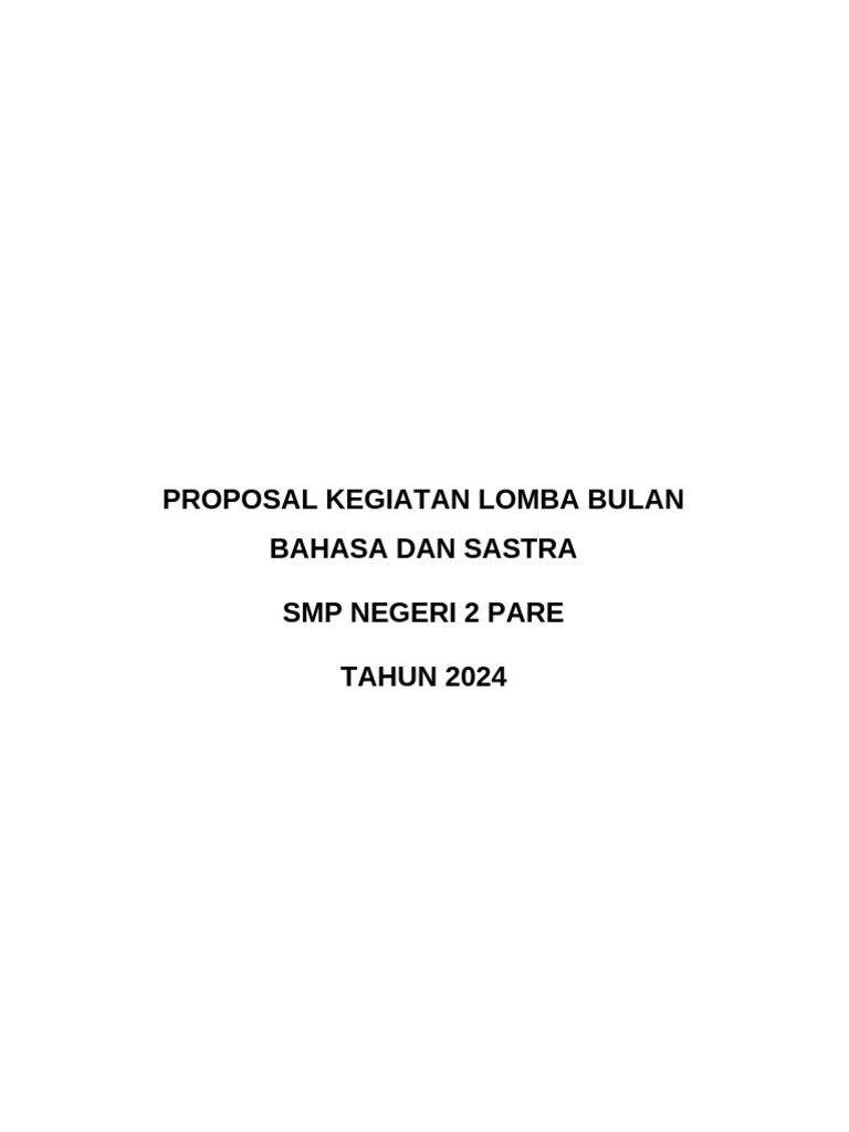 Proposal Kegiatan Lomba Bulan Bahasa Dan Sastra | PDF
