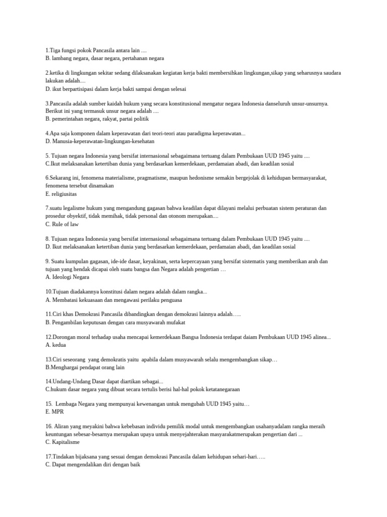 Soal Uas Pancasila | PDF | Politik
