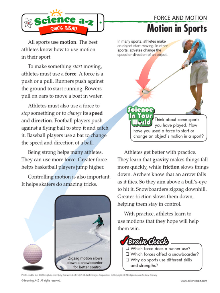 Motion in Sports Reading | PDF | Force | Sports
