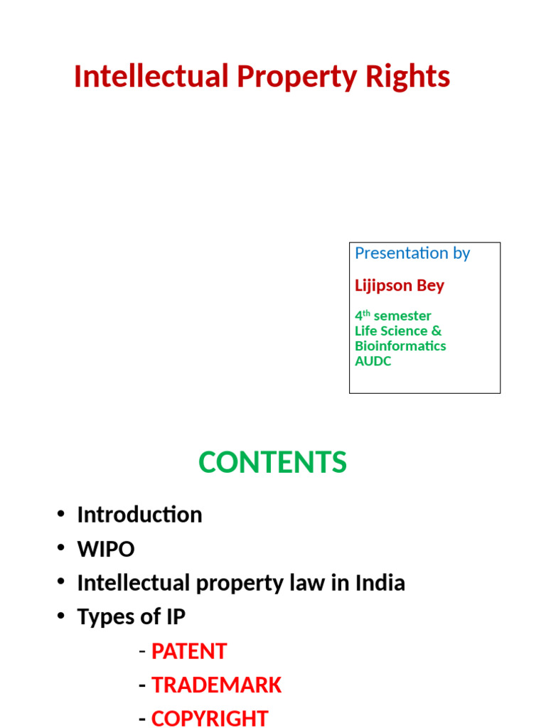 Intellectual Property Rights | PDF | Intellectual Property | World ...