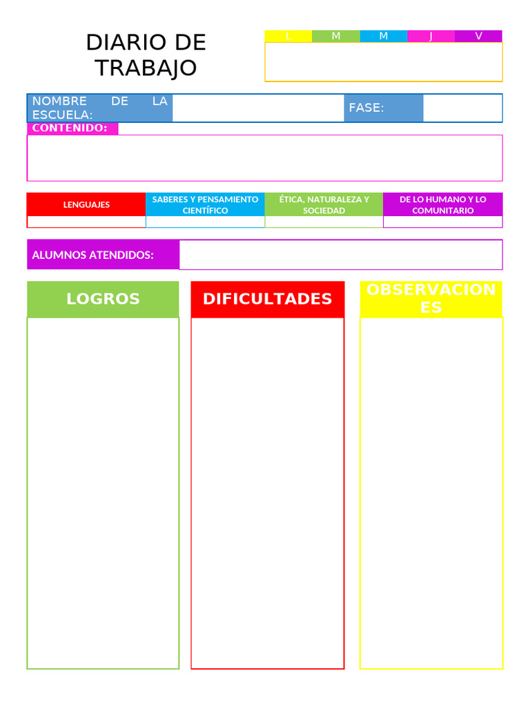 Diario de Trabajo Escolar | PDF