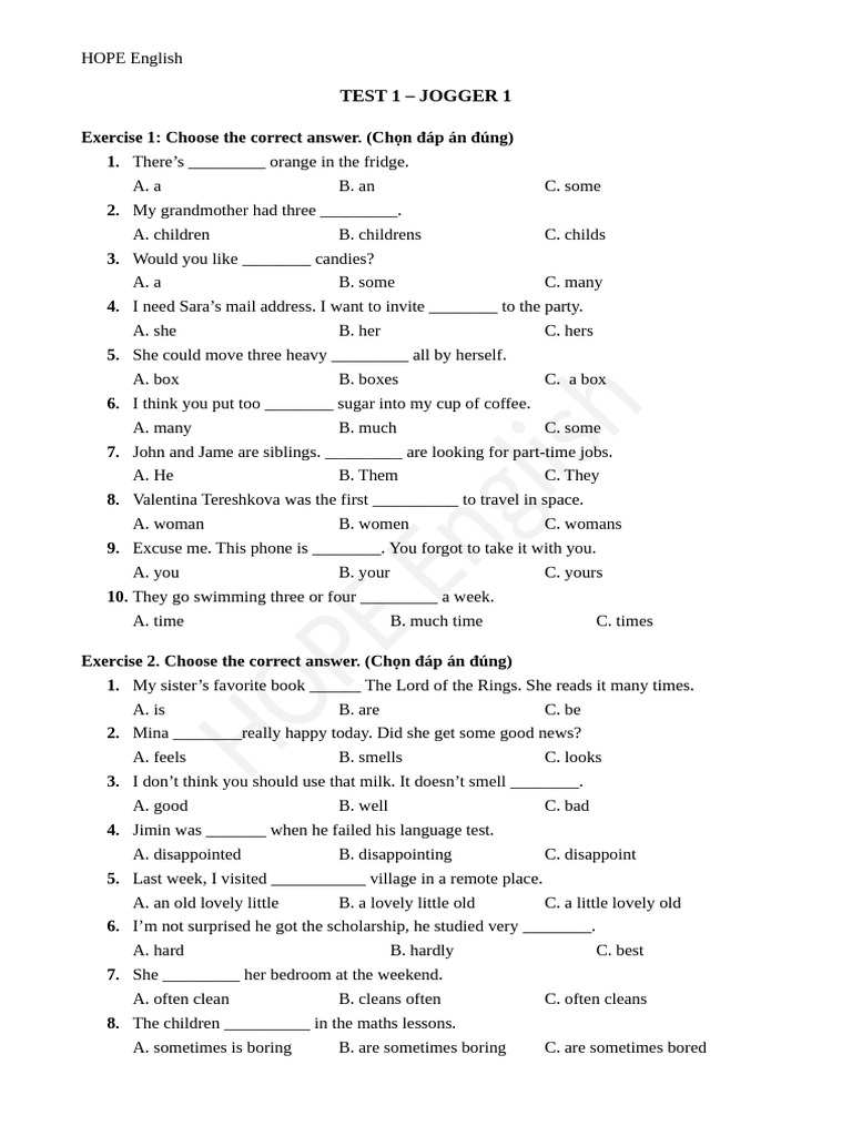 TEST 1 - jogger 1 | PDF