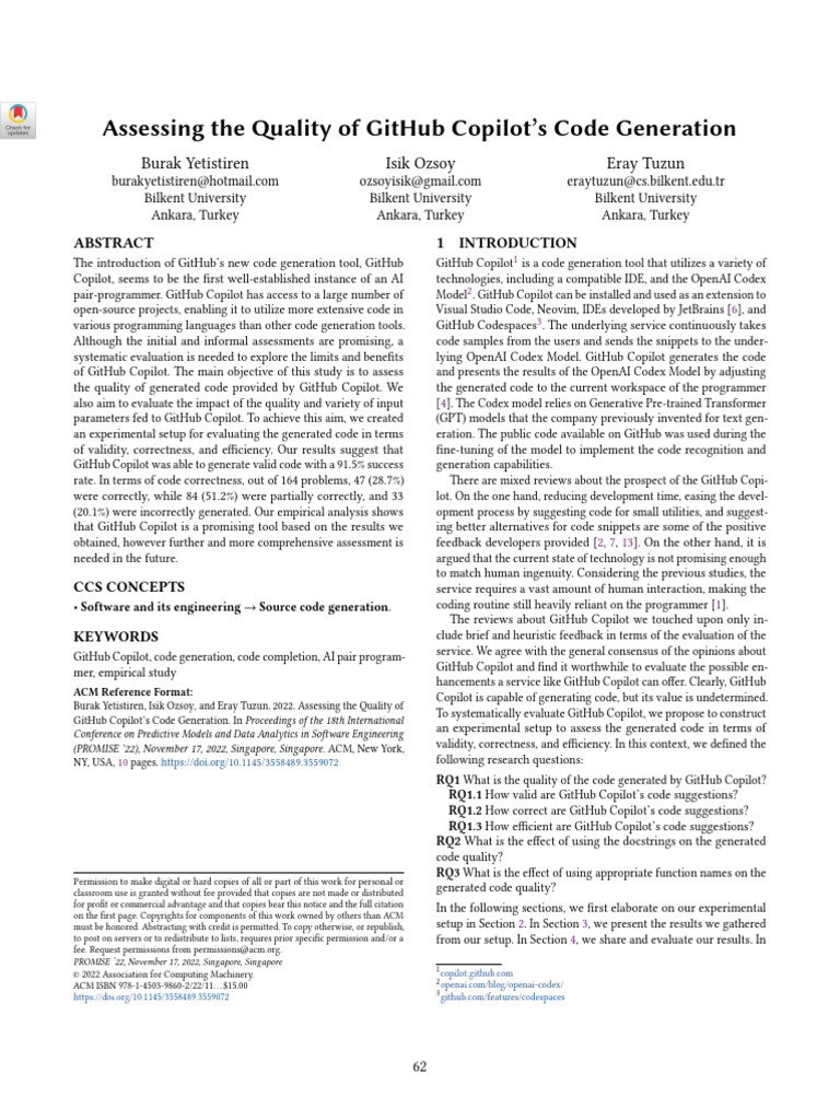 Assessing The Quality of GitHub Copilot's Code Generation | PDF | Parameter (Computer ...