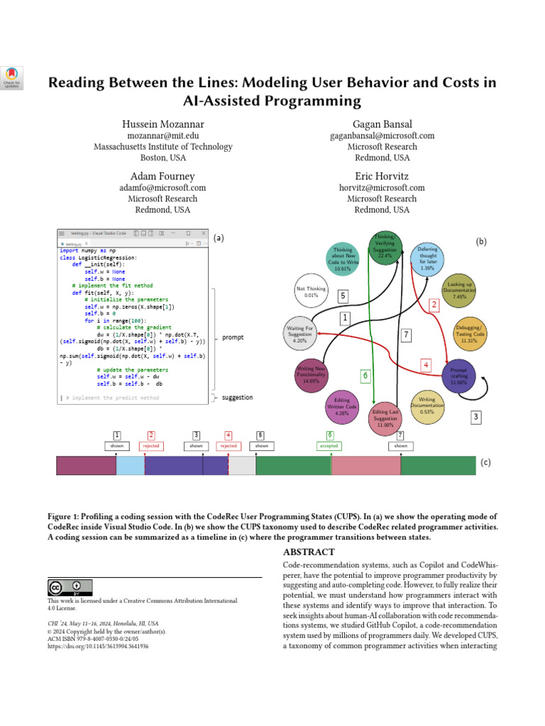 Reading Between The Lines Modeling User Behavior and Costs in AI-Assisted Programming | PDF ...