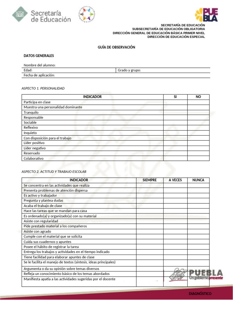 Guía De Observación Pdf Maestros Educación Primaria