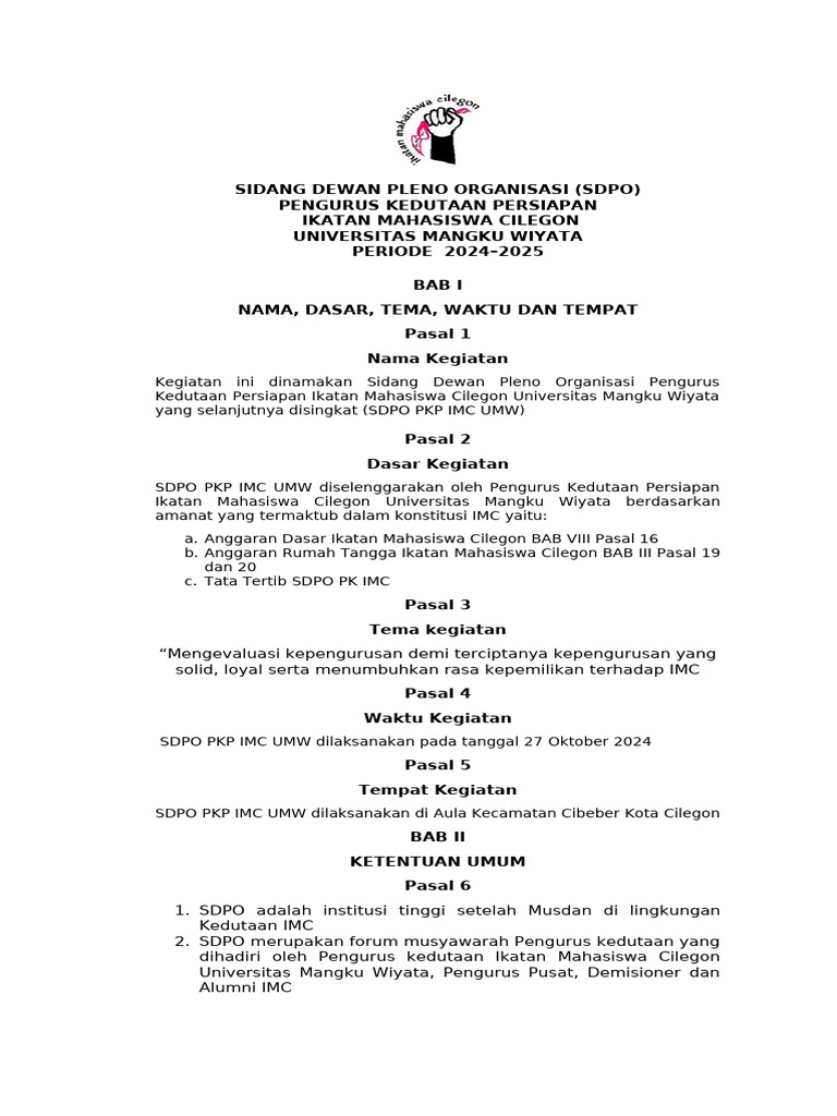 Draft - Sdpo - PKP - Imc - Umw 2024-2 | PDF | Karier & Perkembangan | Pengelolaan Keuangan & Uang