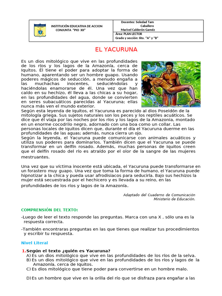 Leyenda del Yacuruna en la Amazonía | PDF | Ficción general