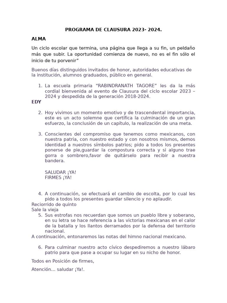 Programa de Clausura | PDF