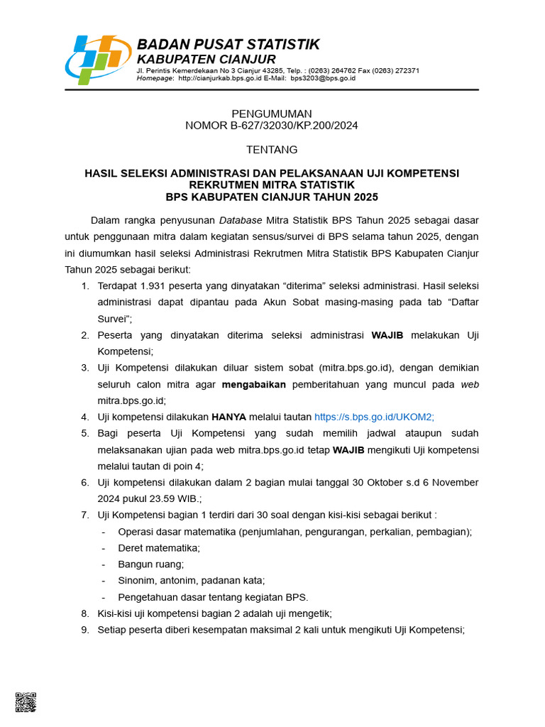 PENGUMUMAN SELEKSI ADMINISTRASI - Ettd | PDF