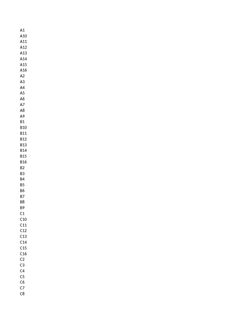 Alphanumeric Code List | PDF