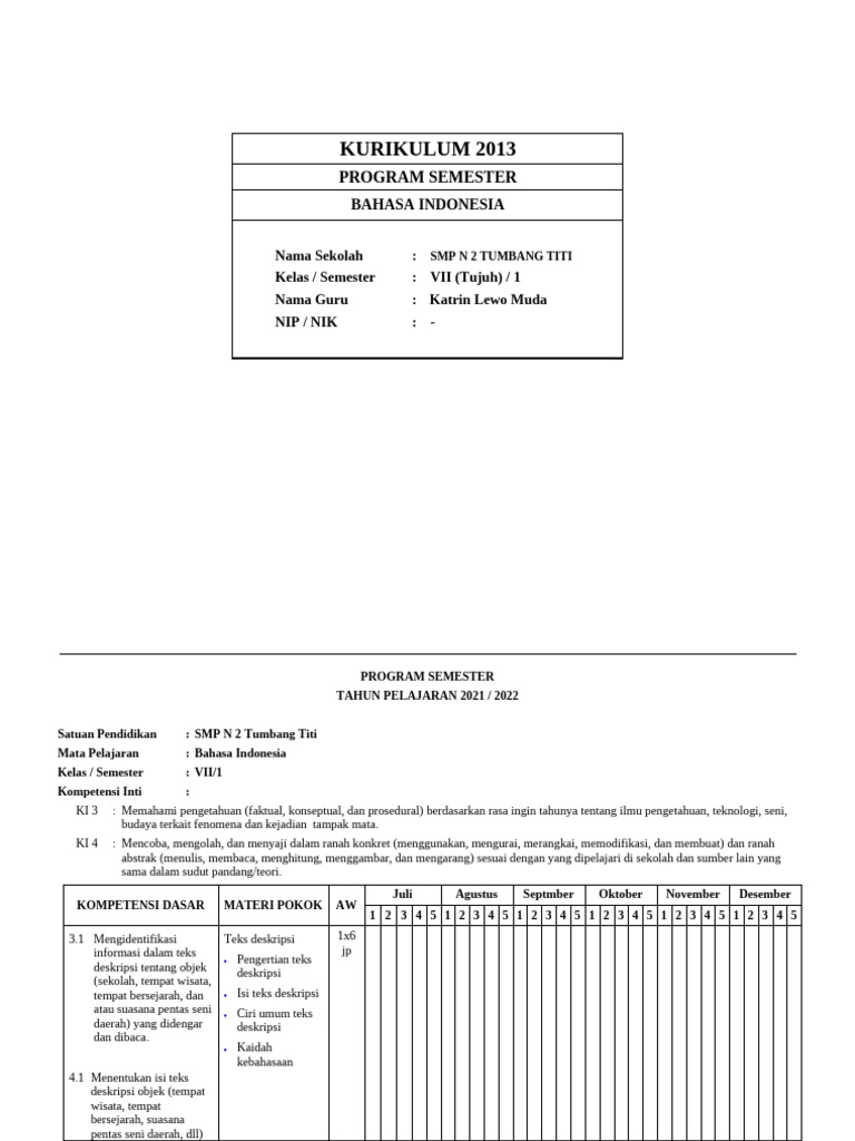 Prosem 2021-2022 | PDF