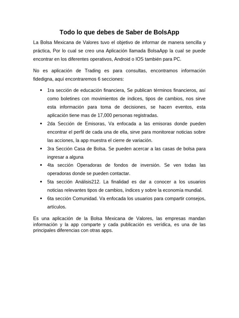 Todo Lo Que Debes de Saber de BolsApp | PDF