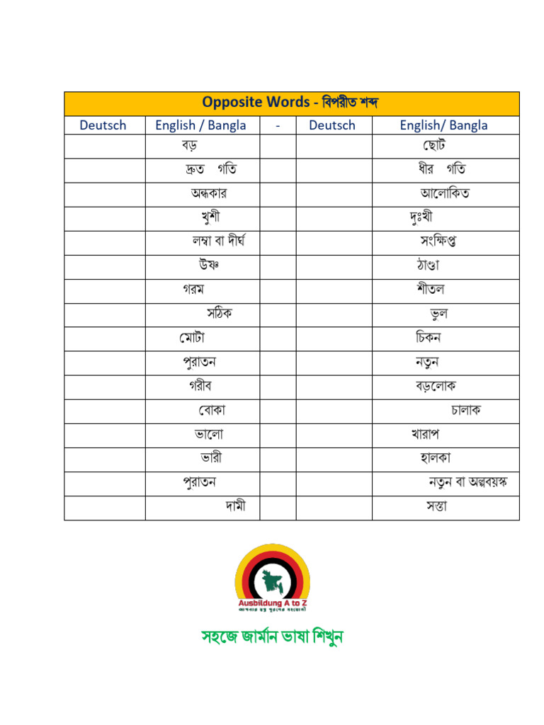 Opposite Words | PDF
