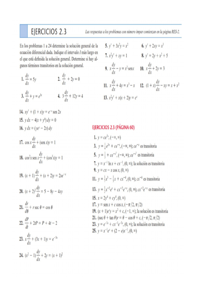 Ejercicios Ecuaciones Diferenciales LINEALES | PDF