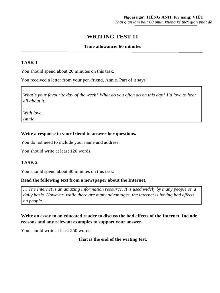 Writing b1 Test 1 | PDF