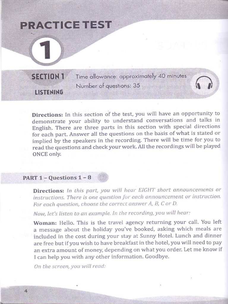 Test 1 - Listening Test Paper | PDF