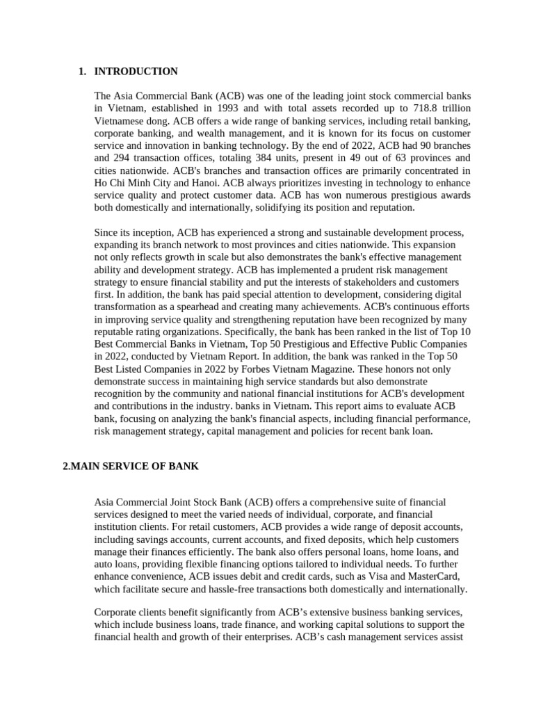 Vietnam's Leading Bank: ACB Overview | PDF | Banks | Cash