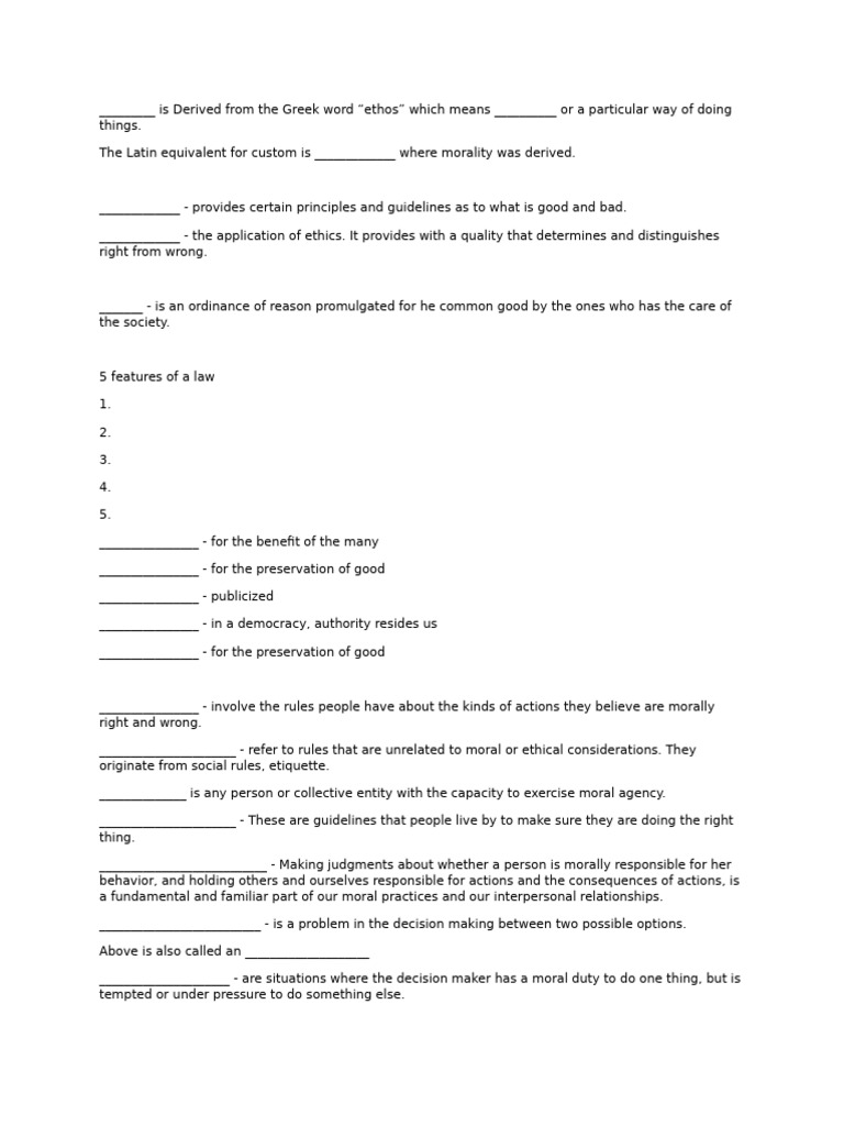 Ethics Lesson 1 Test Sheet | PDF | Career & Growth