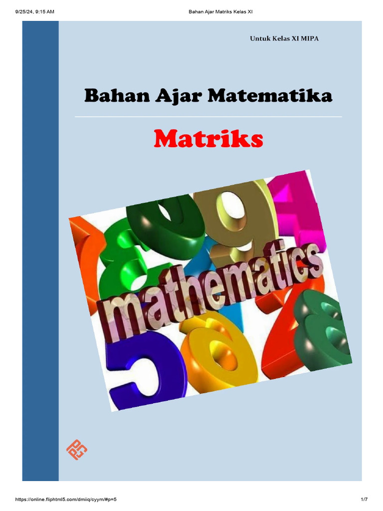 Bahan Ajar Matriks Kelas XI | PDF