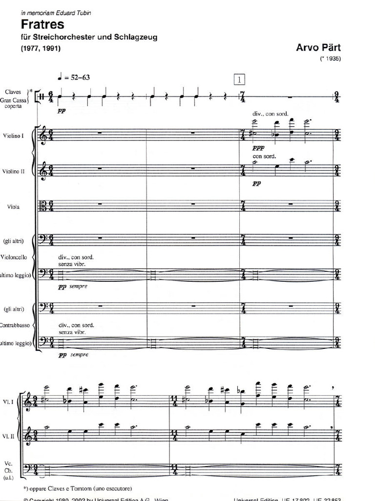 Arvo Part Fratres Partitura 4 PDF Free | PDF